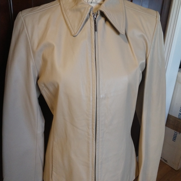Jackets & Coats | Colebrook Co Beige Leather Jacket Size M | Poshmark